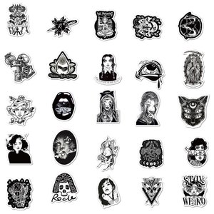 10-100 Pcs Random Gothic Stickers Dark Horror Vinyl Waterproof Black ...