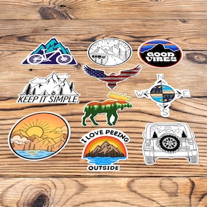Outdoor Adventure Stickers for Water Bottles, Camping Hiking Sticker ...
