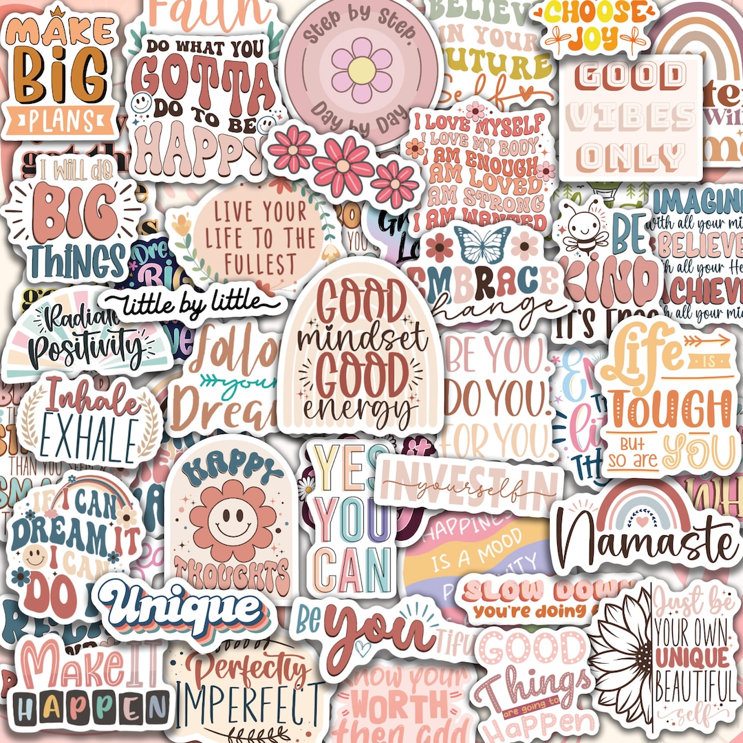 Boho / Aesthetic Quote Sticekers, Vinyl Motivational Stickers for ...