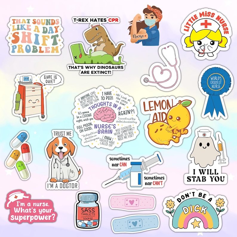 10-120PCS Funny Nurse Stickers Pack Nursing Gifts for Coworkers Medical ...