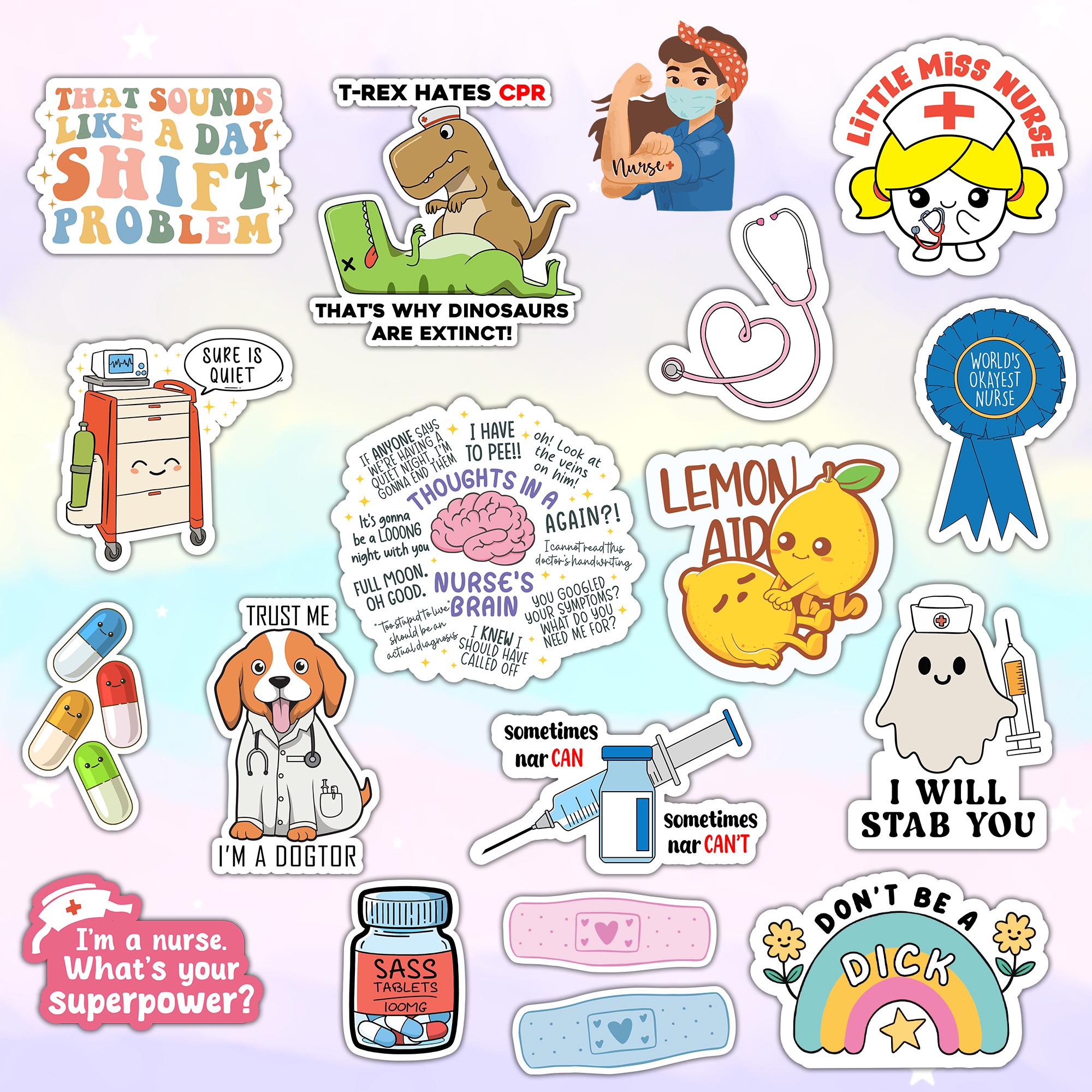 10-120PCS Funny Nurse Stickers Pack Nursing Gifts for Coworkers Medical ...