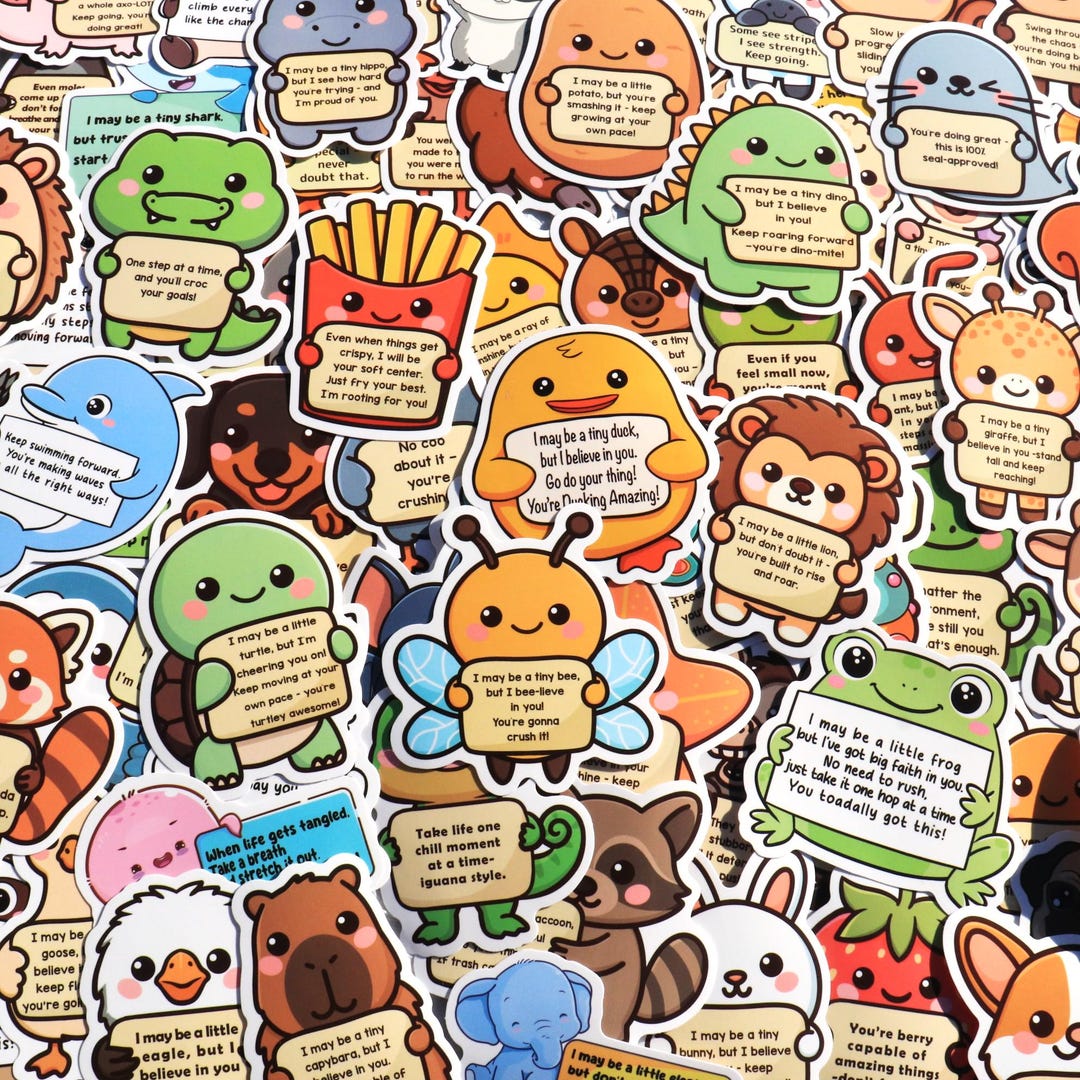 10-100PCS Emotional Support Animal Sticker Pack, Kids Cute ...