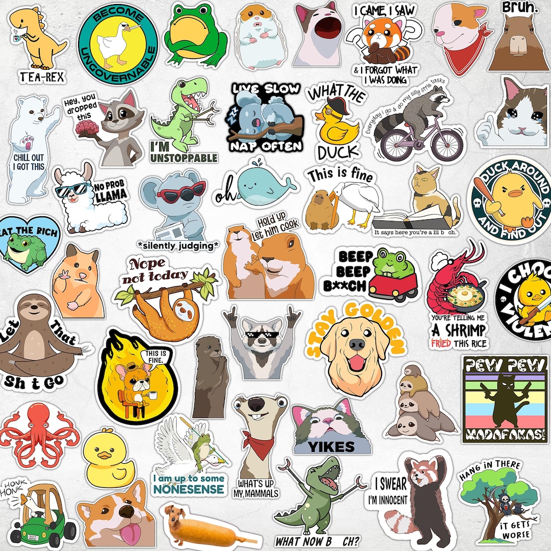 60-120PCS Funny Animal Stickers for Adults, Prank Meme Hilarious ...