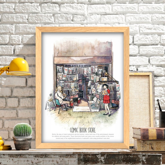 Singapore Comics Book Stall Vendor. Artprint and Poster | Etsy