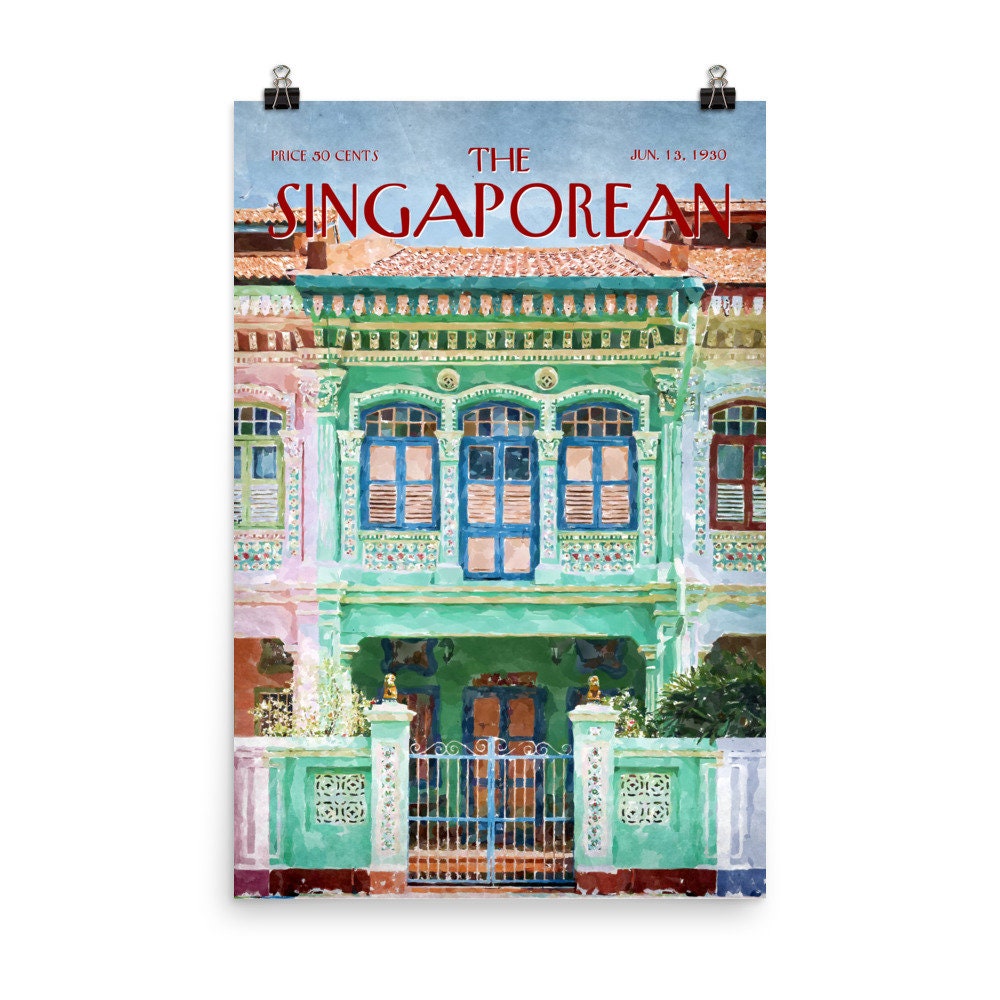 The Singaporean Green Peranakan-style Shophouse Artprint Poster - Etsy