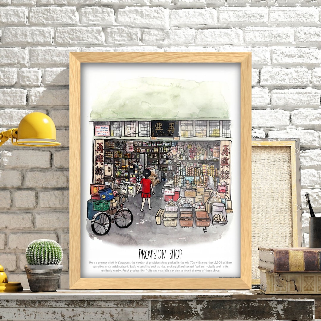 Singapore Old Vendors Provision Shops Art Print and Poster. Old School ...
