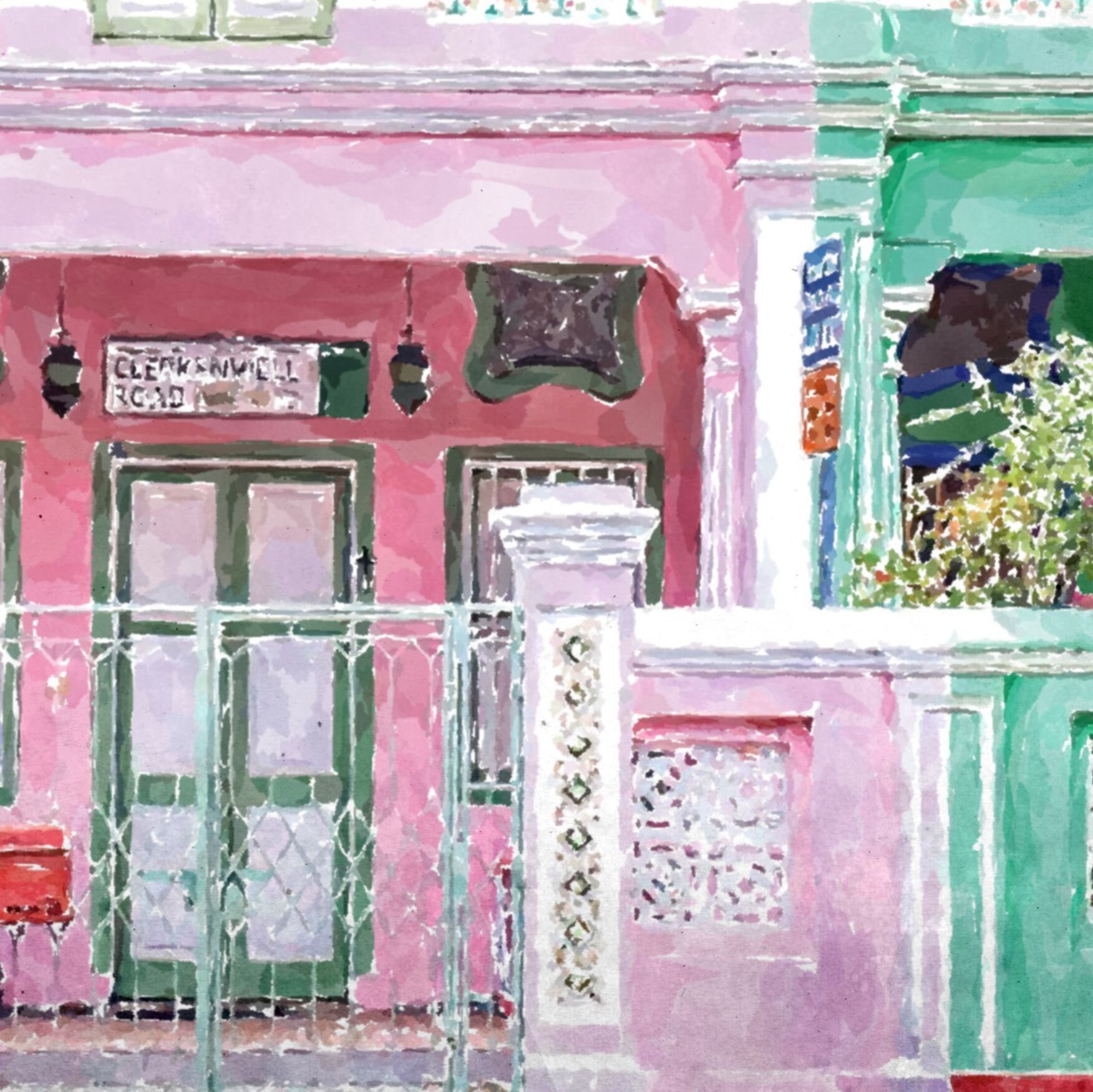 The Singaporean Pink Peranakan-style Shophouse Artprint Poste - Etsy