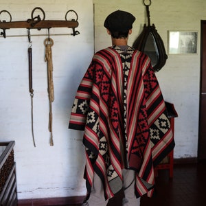 PONCHO Argentino Premium / Guacho / 100% Hecho a Mano En Telar Con Lana ...