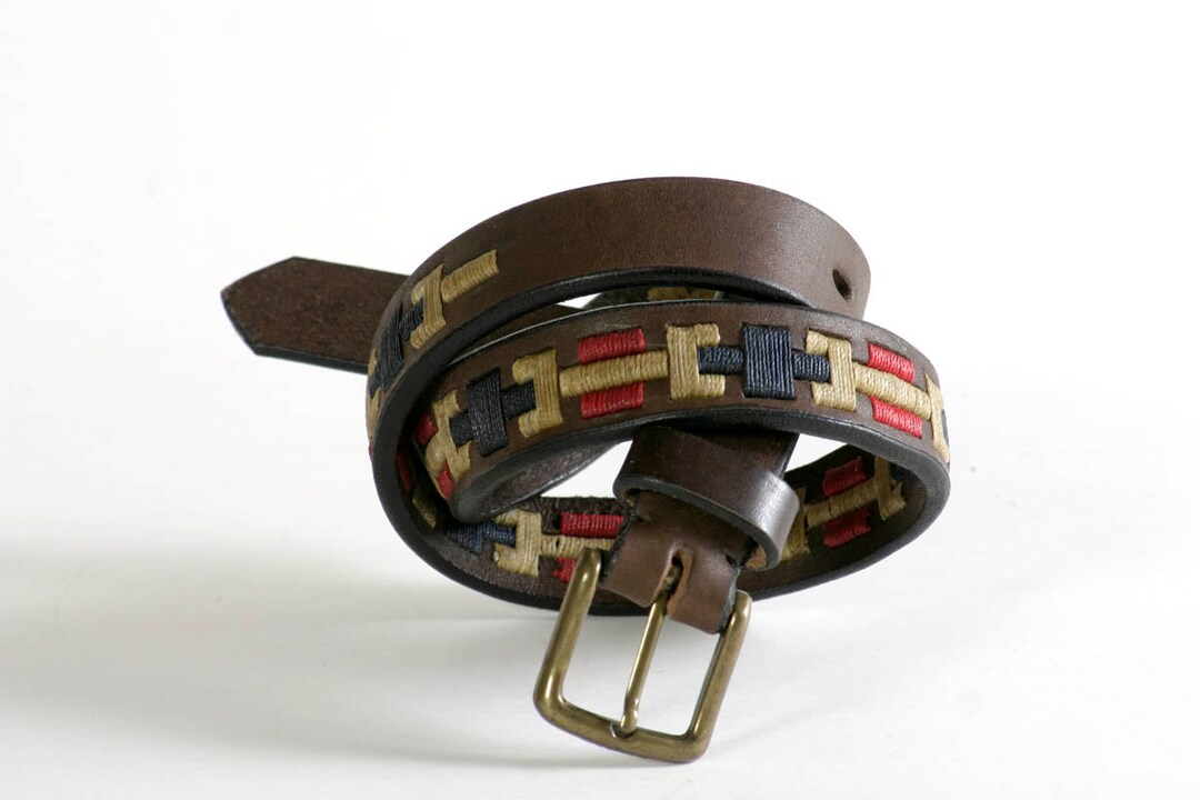 Gaucho Polo Belt embroidered Argentinian Leather Belt Unisex NUEVO MATE ...