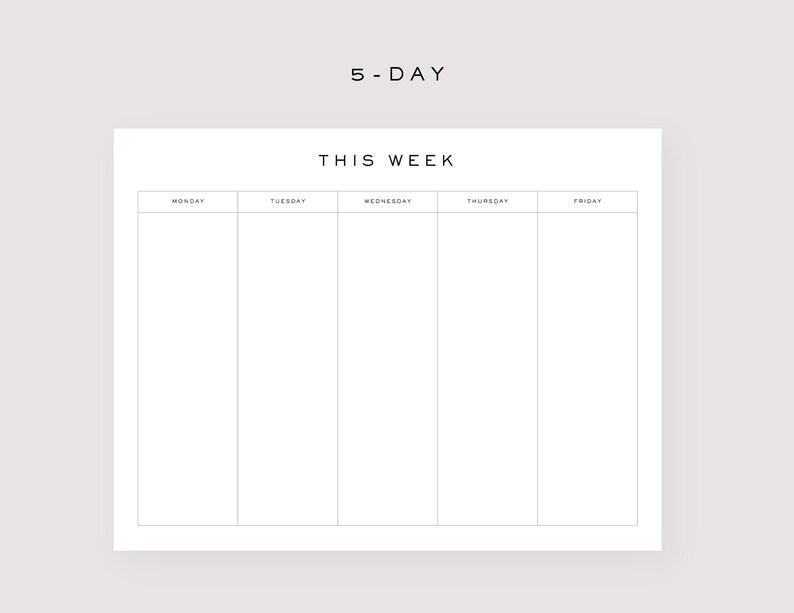 Weekly Calendar Planner, Printable Template, Simple Classic Minimalist ...