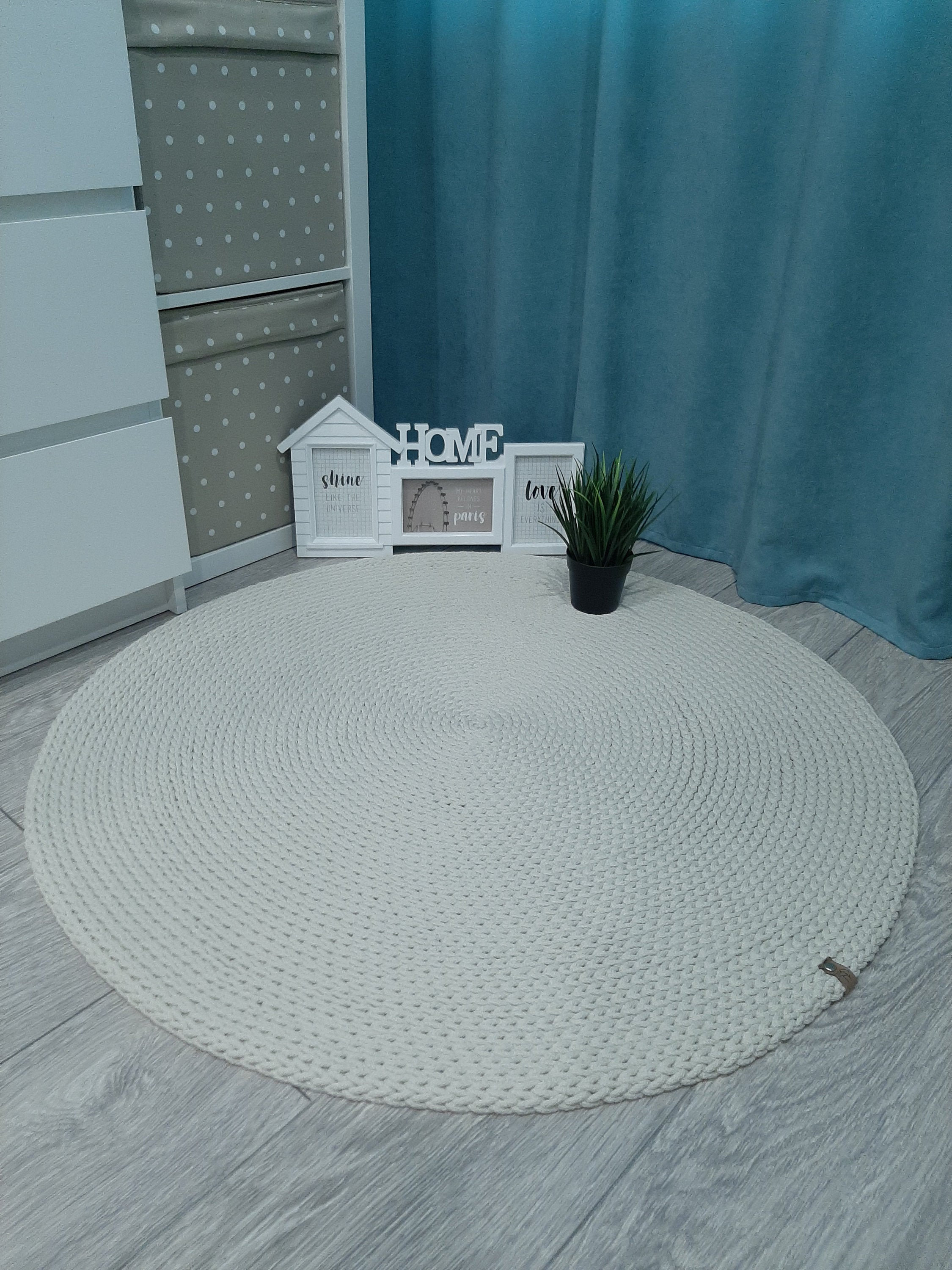 Modern knitted round rug hand knitted rug handmade knitted | Etsy