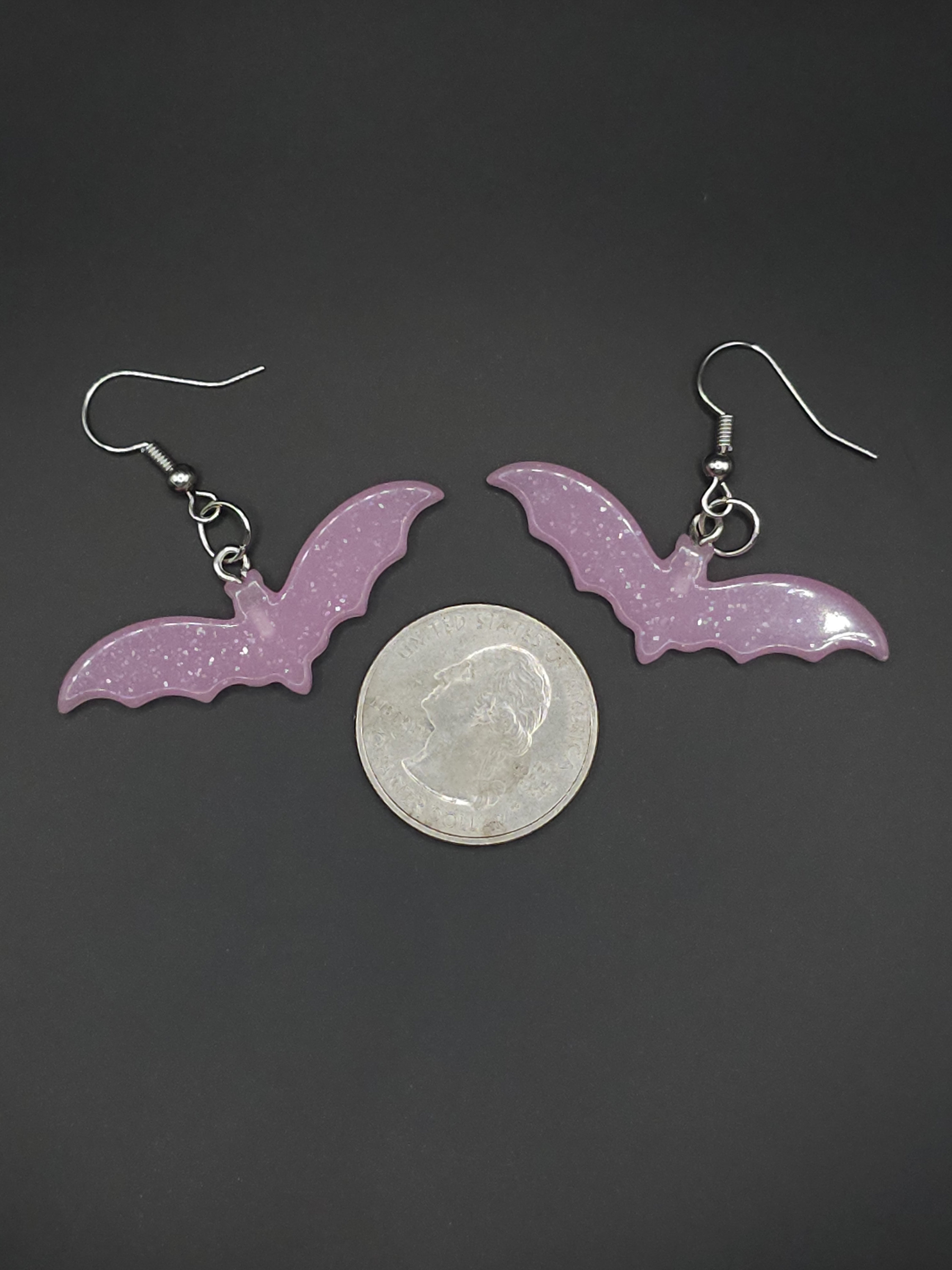 Pink Glitter Bat Earrings, Halloween Gifts for Teens, Pastel Goth ...