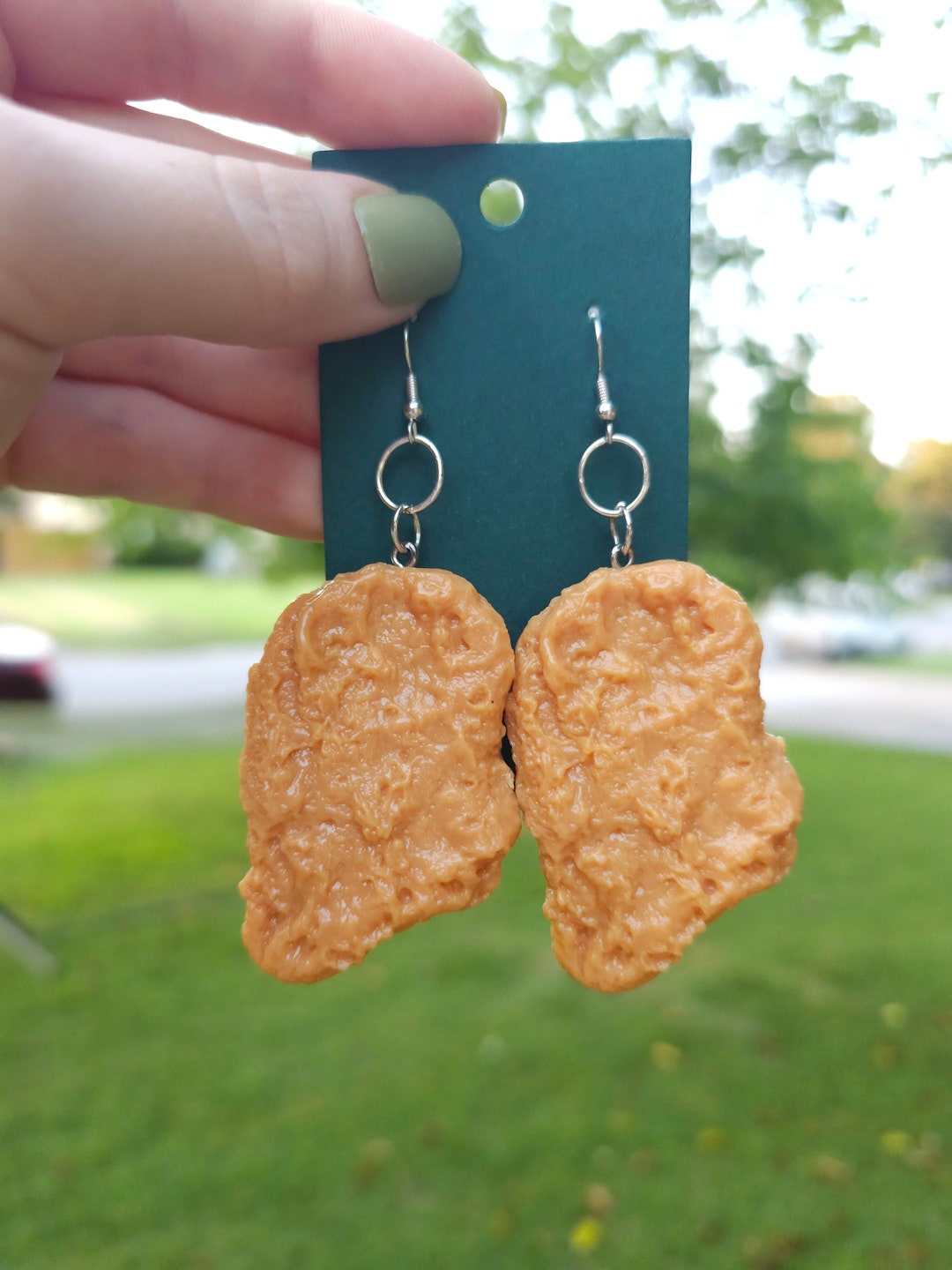 2pc Realistic Chicken Nugget Dangle Earring, Fake Food Earrings, Fun ...