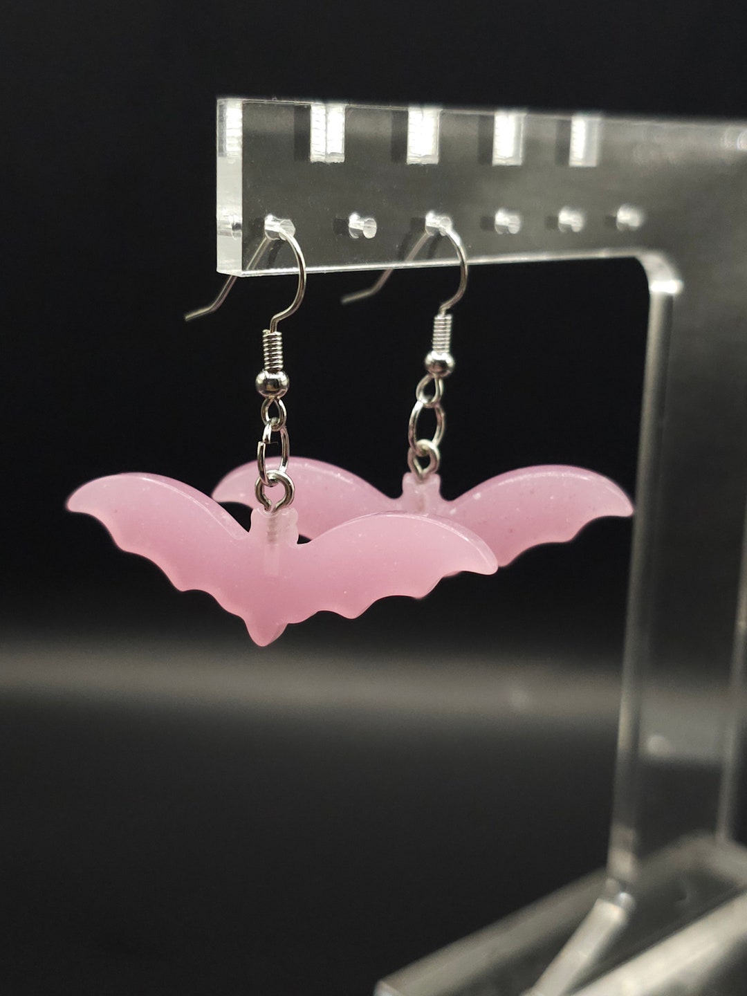 Pink Glitter Bat Earrings, Halloween Gifts for Teens, Pastel Goth ...