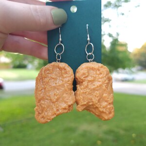 2pc Realistic Chicken Nugget Dangle Earring, Fake Food Earrings, Fun ...