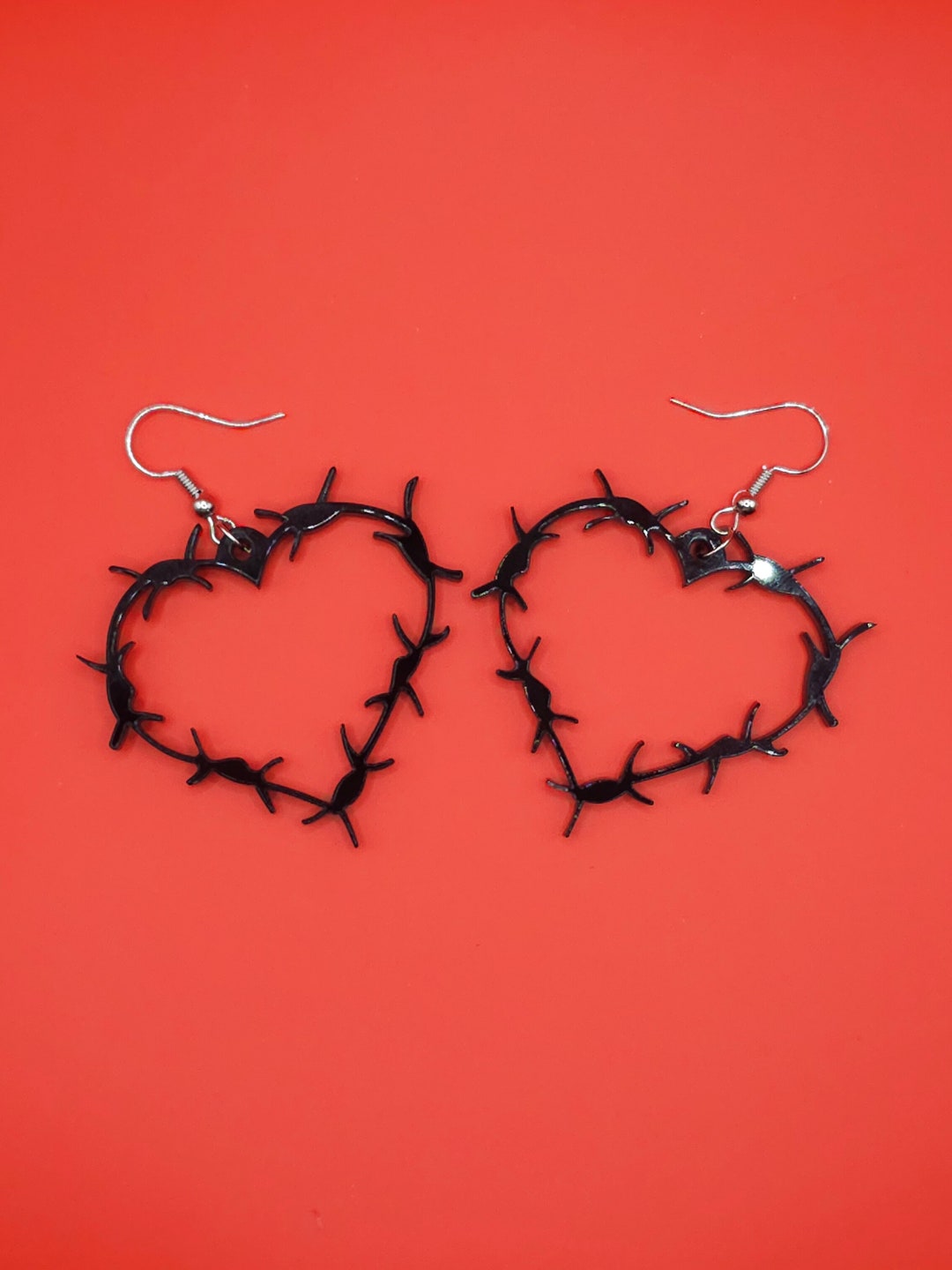 Barbed Wire Heart Earrings Dangle, Gothic Jewelry for Women, Goth ...