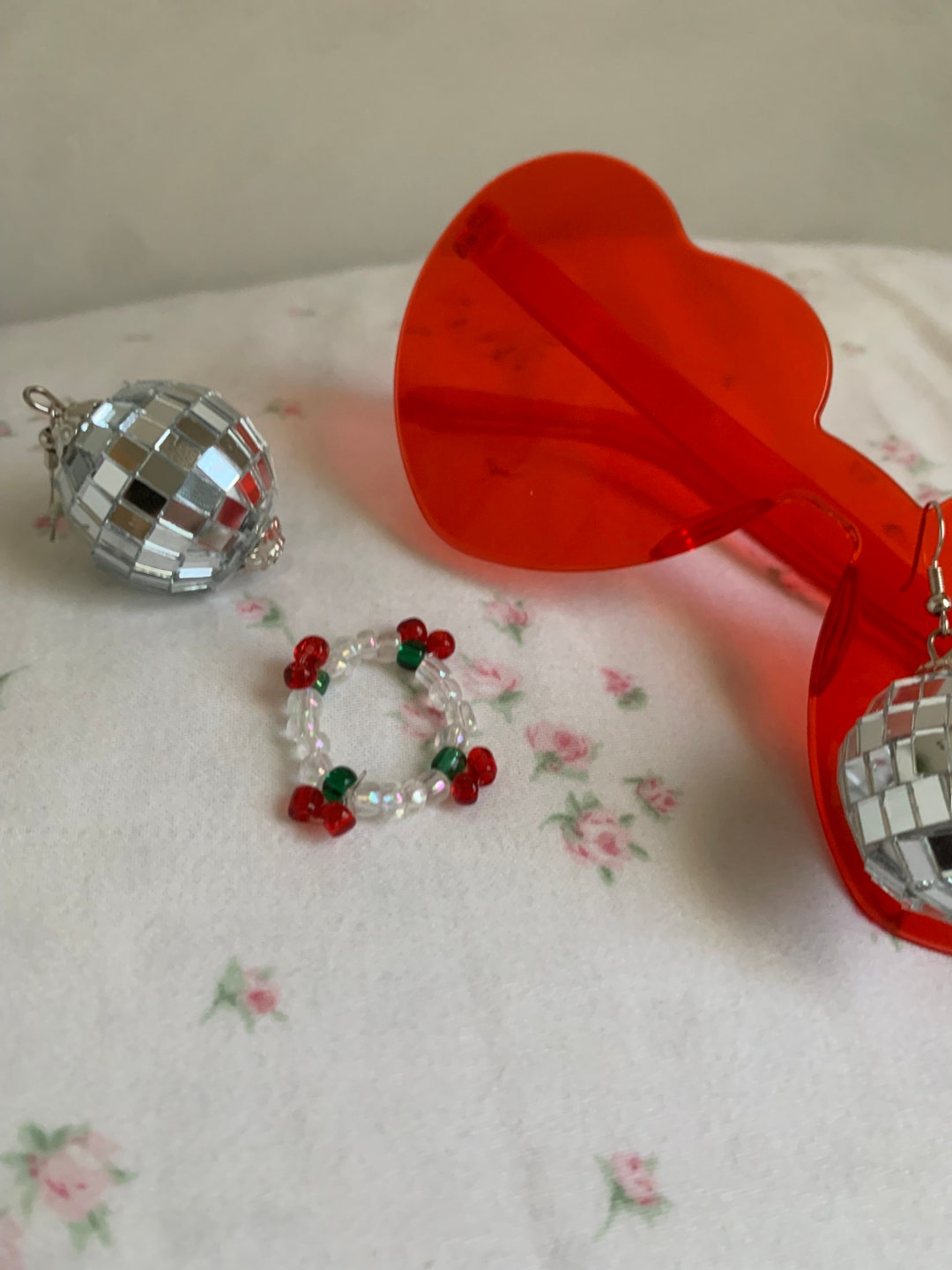 Cherry Beaded Ring - Etsy