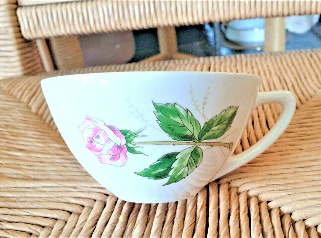 Vintage Edward Knowles Tea Rose Ceramic Tea Cups Mid-century Modern ...