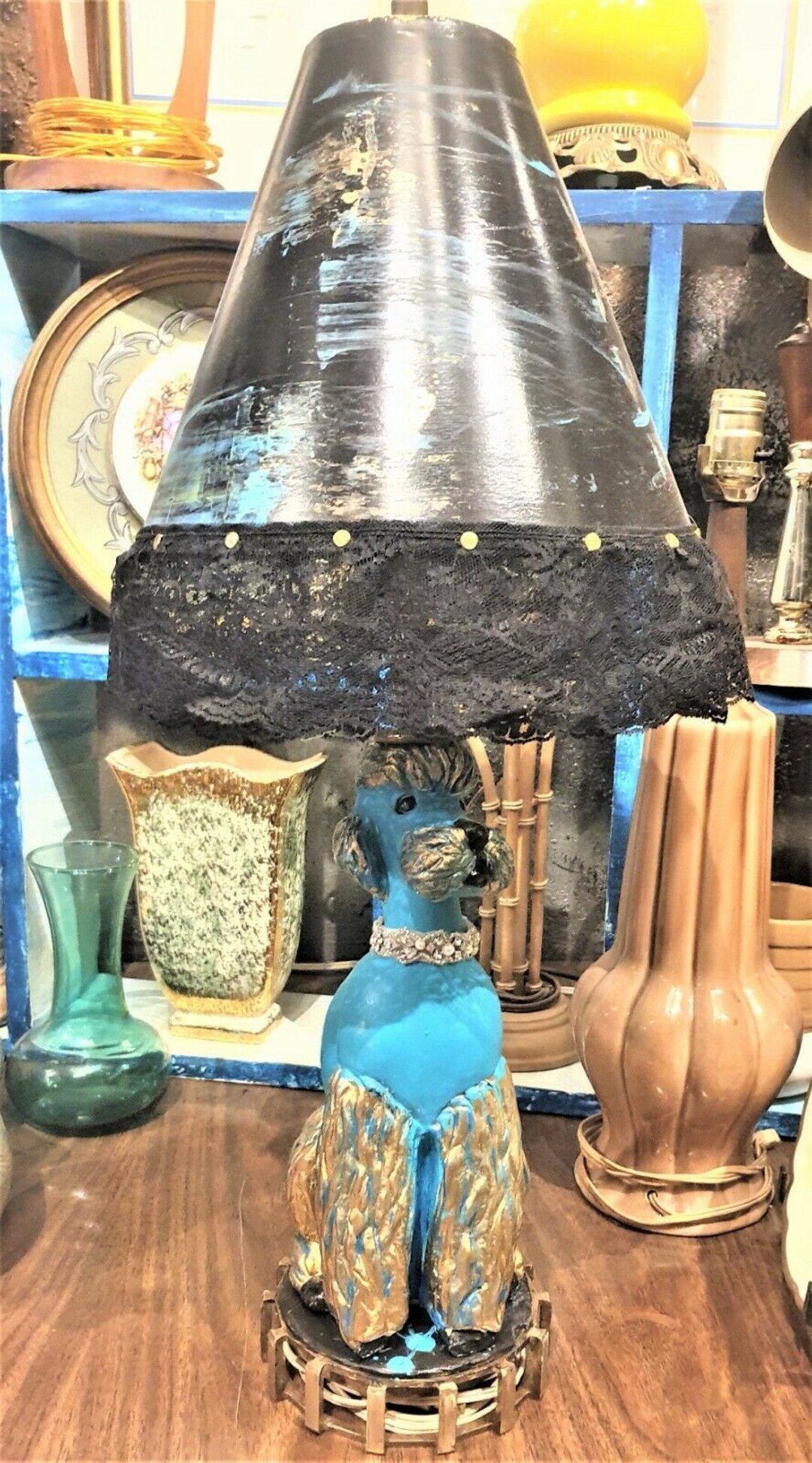 Vintage Hand-painted Poodle Lamp With Shade Stylish Home Decor - Etsy