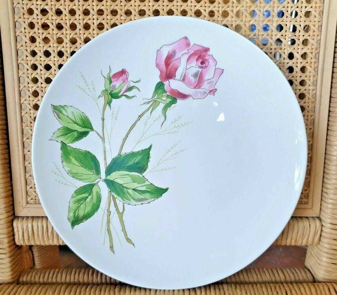 Edward Knowles Tea Rose Ceramic Dinner Plate Vintage MCM - Etsy