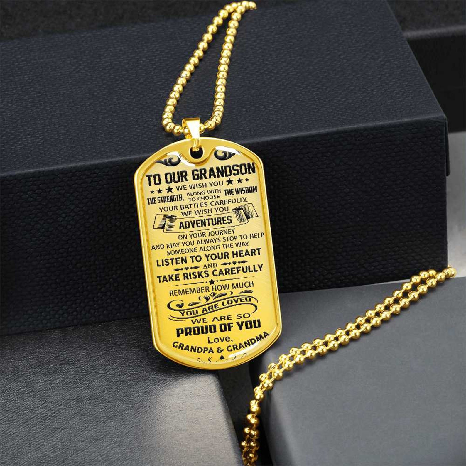 We Wish You Grandson Dog Tag Necklace Gift From Grandpa & - Etsy