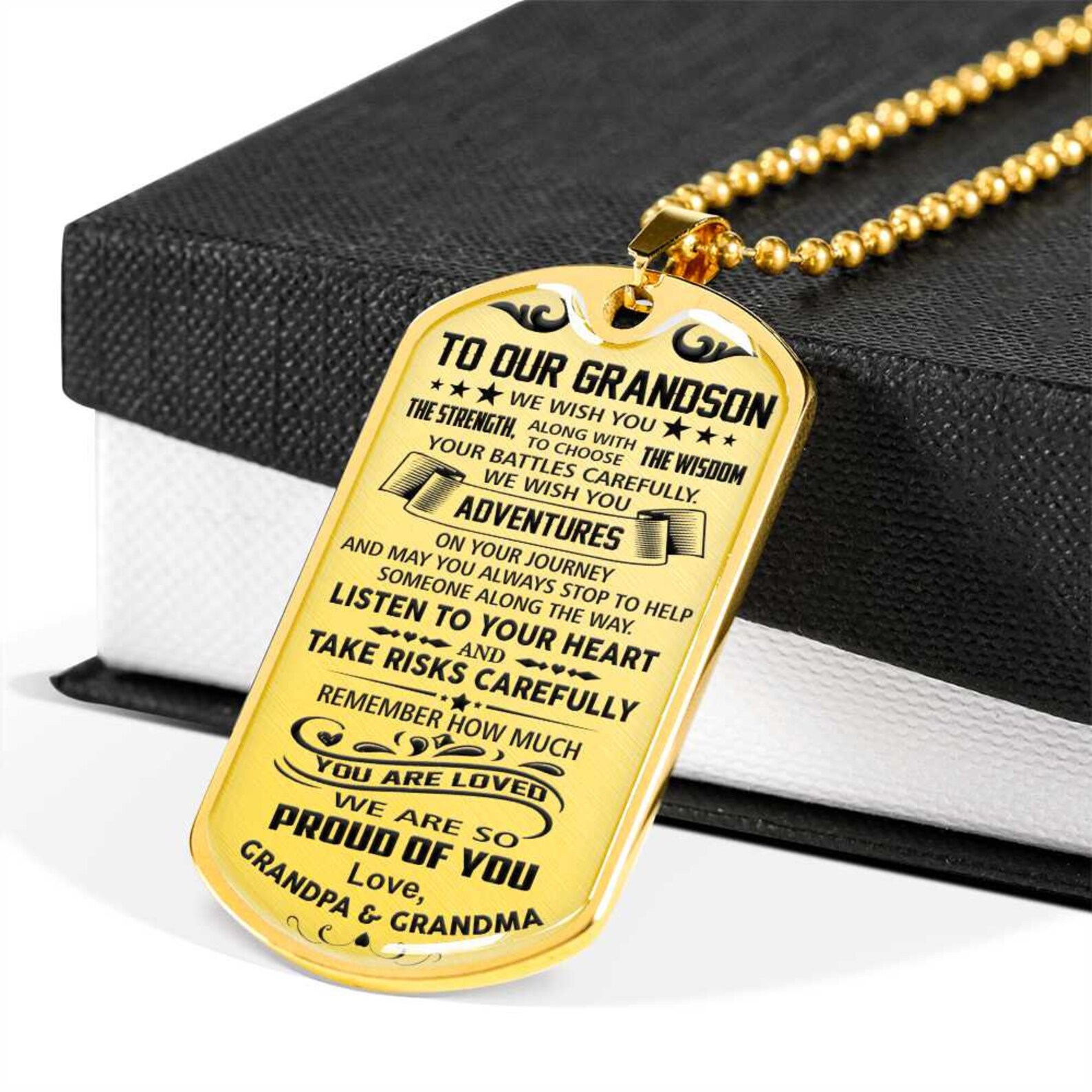 We Wish You Grandson Dog Tag Necklace Gift From Grandpa & - Etsy
