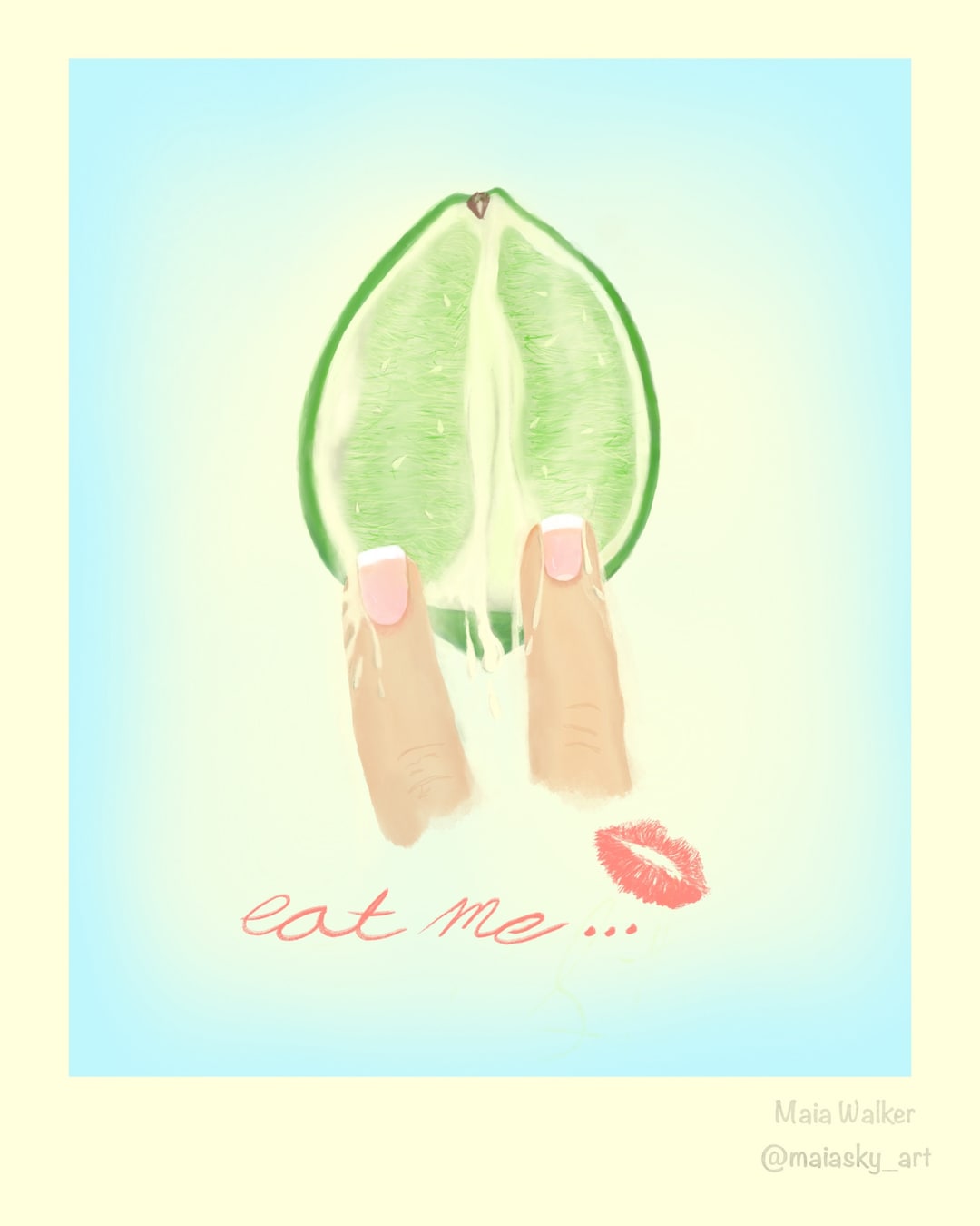 Zesty Lime Vagina Digital Print/ Fruit Fingering Printable Wall Art ...