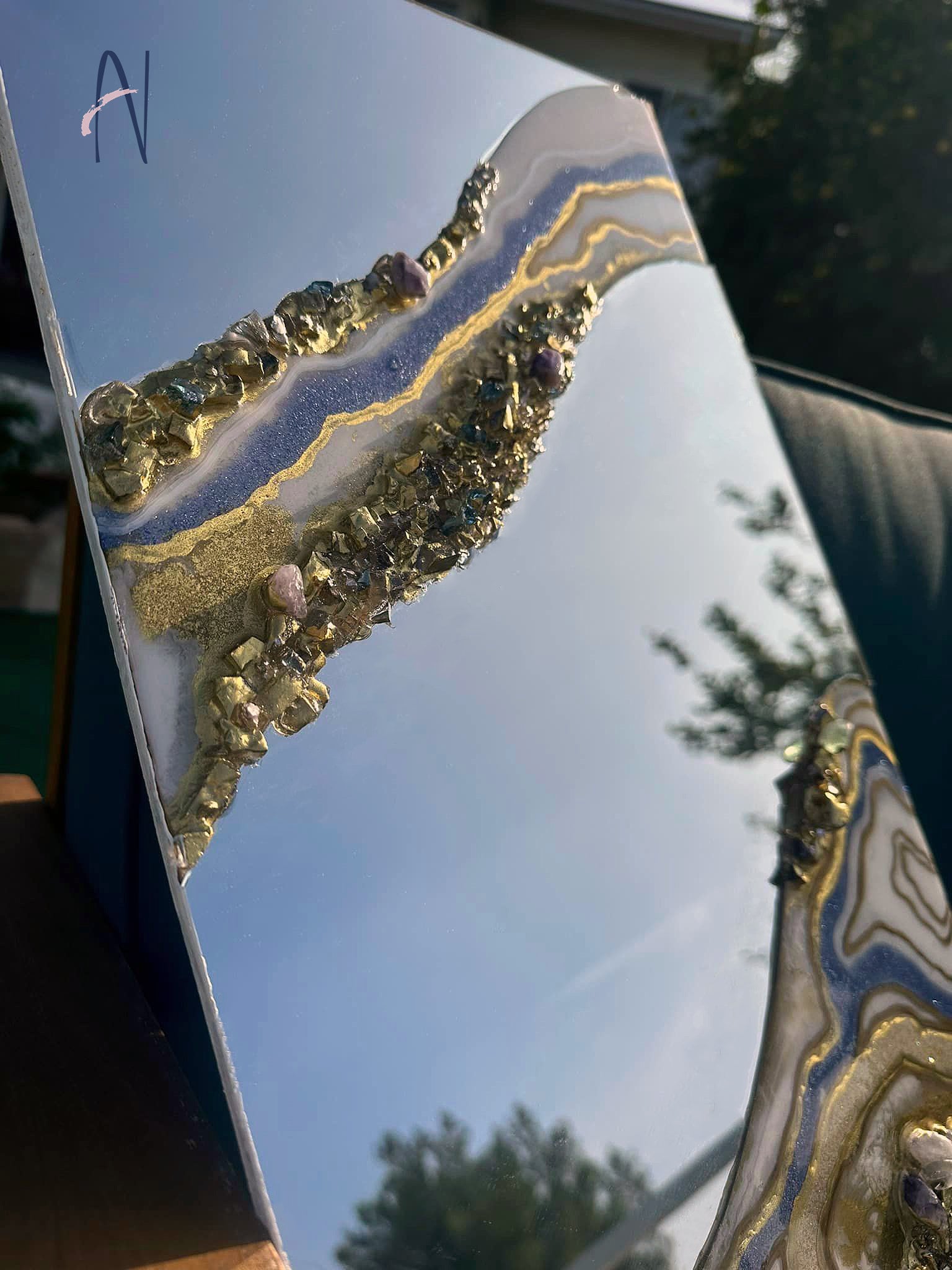 Unique Resin Wall Art With Mirror, Glass, Gift, Resin, Gift for Her ...