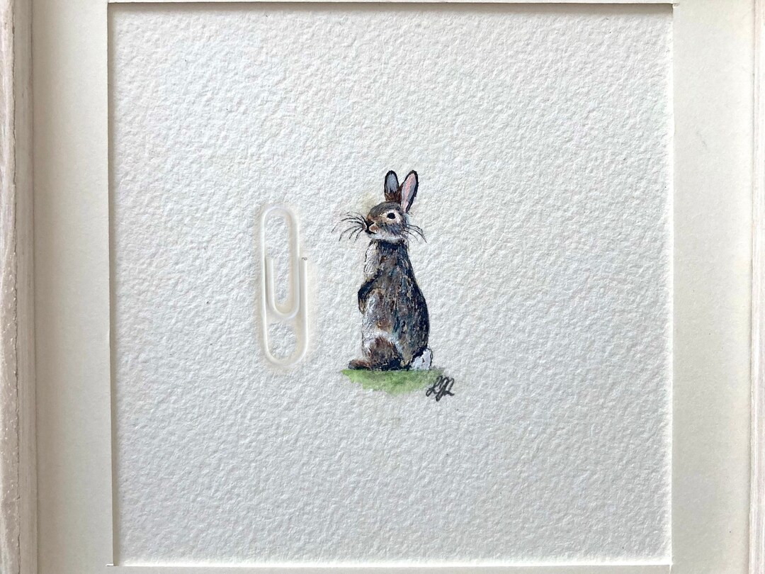 Mini Watercolor Rabbit Peter Rabbit Easter Bunny Small Tiny Children's ...