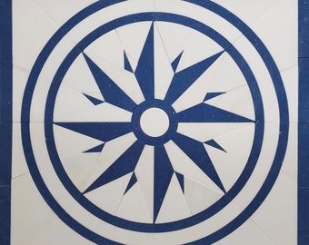 Floor Medallion Marble Mosaic Compass Rose Star Design M008 - Etsy