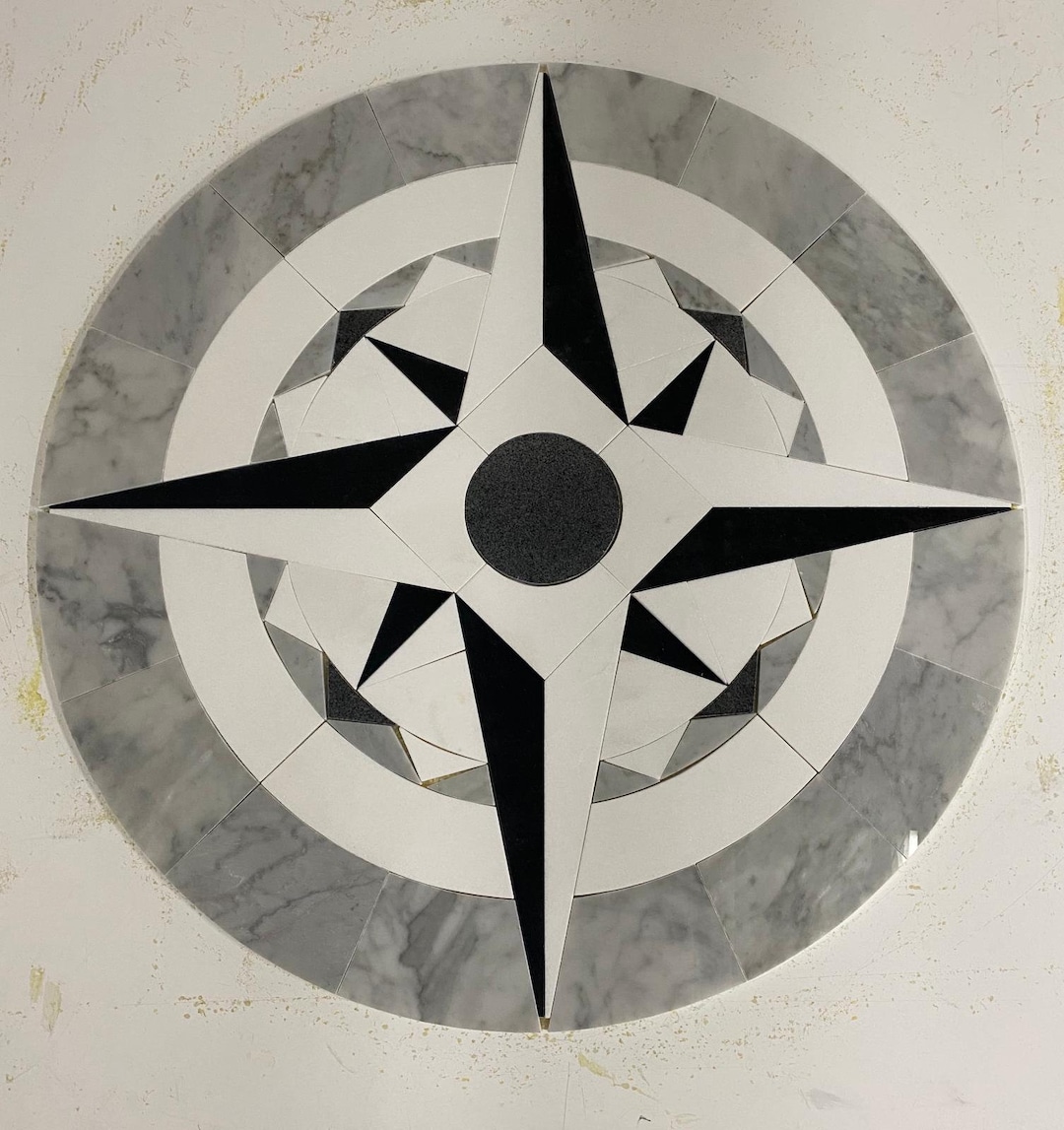 Floor Medallion Marble Mosaic Compass Star Design M032 - Etsy