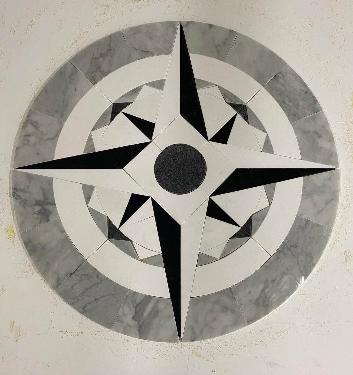 Floor Medallion Marble Mosaic Compass Star Design M032 - Etsy