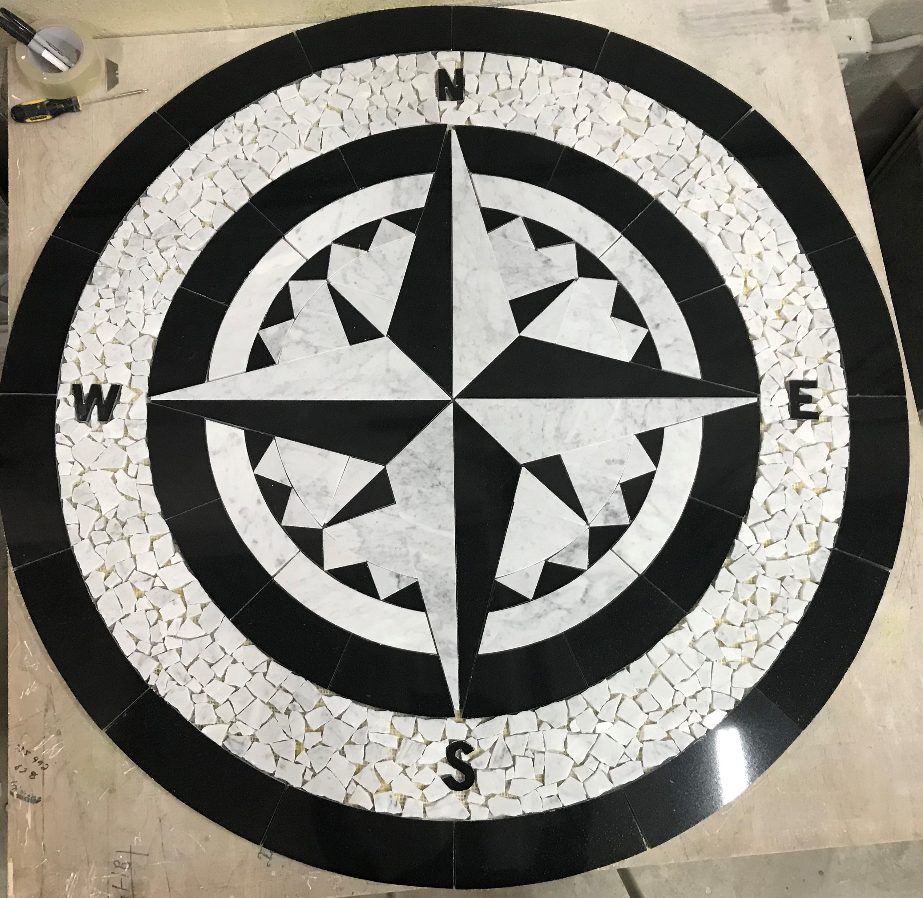 Floor Medallion Marble Mosaic Compass Rose Star Design M042 - Etsy