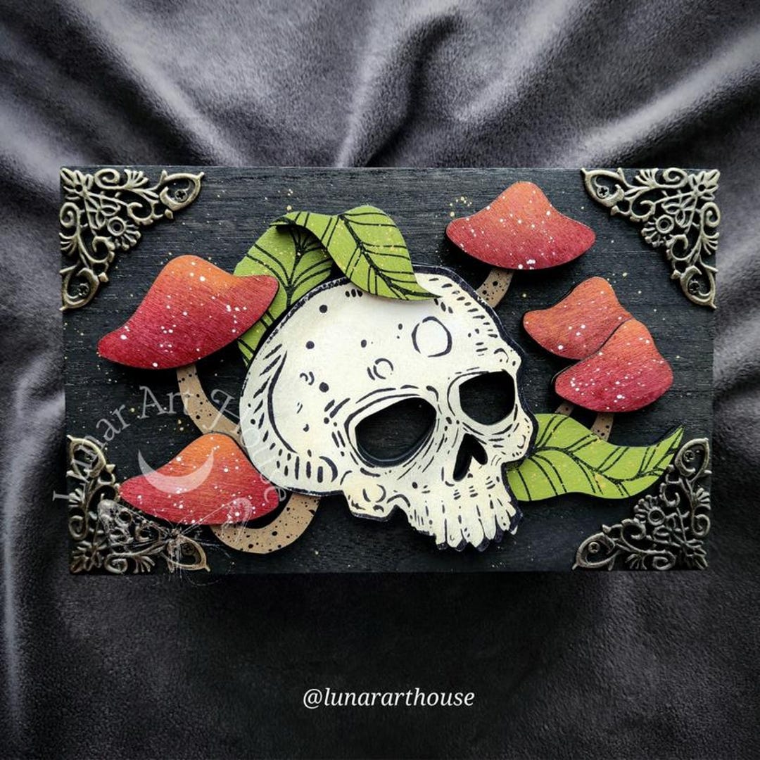 Mushroom Skull Hidden Key Box - Etsy