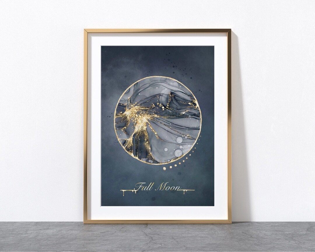 Full Moon Print, Full Moon Wall Art, Abstract Art, Moon Phase Print, La ...