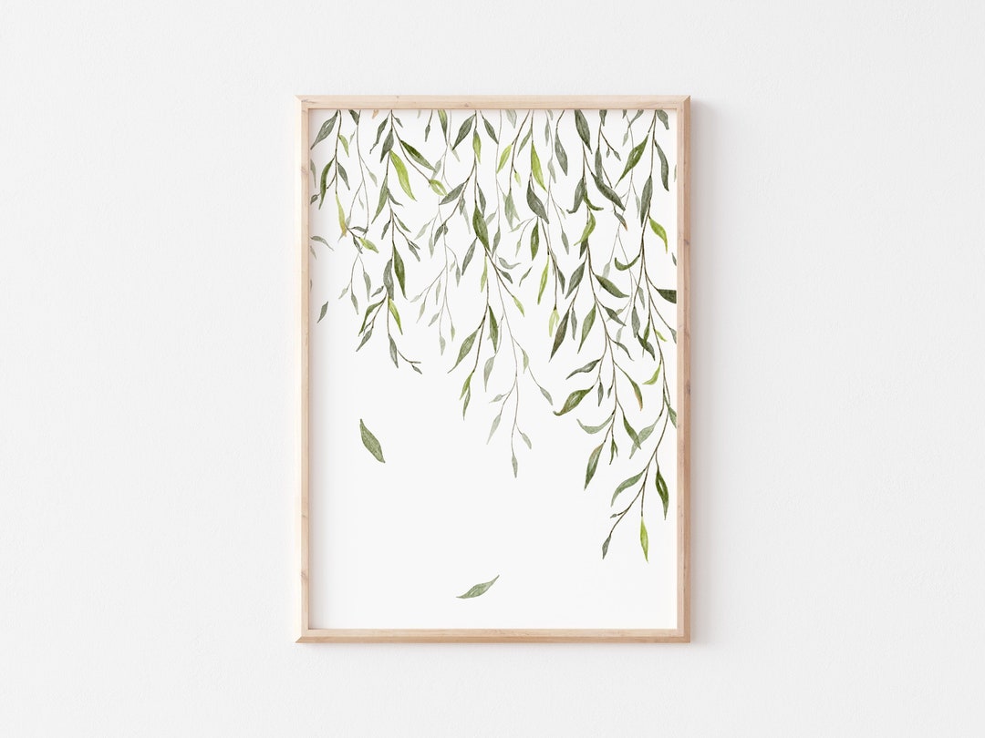 Hanging Plant Poster, Watercolor Botanical Wall Art, Leaf Print, Home ...