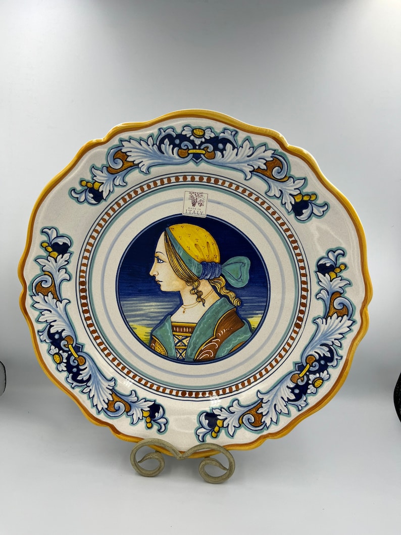 Italian Platter by Ceramica Nova Deruta Women Profile Portrait Majolica ...