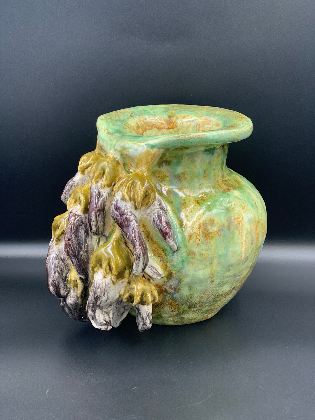 Handcrafted Pottery Art Vase With Chili Peppers Bouquet in Glaze Finish ...