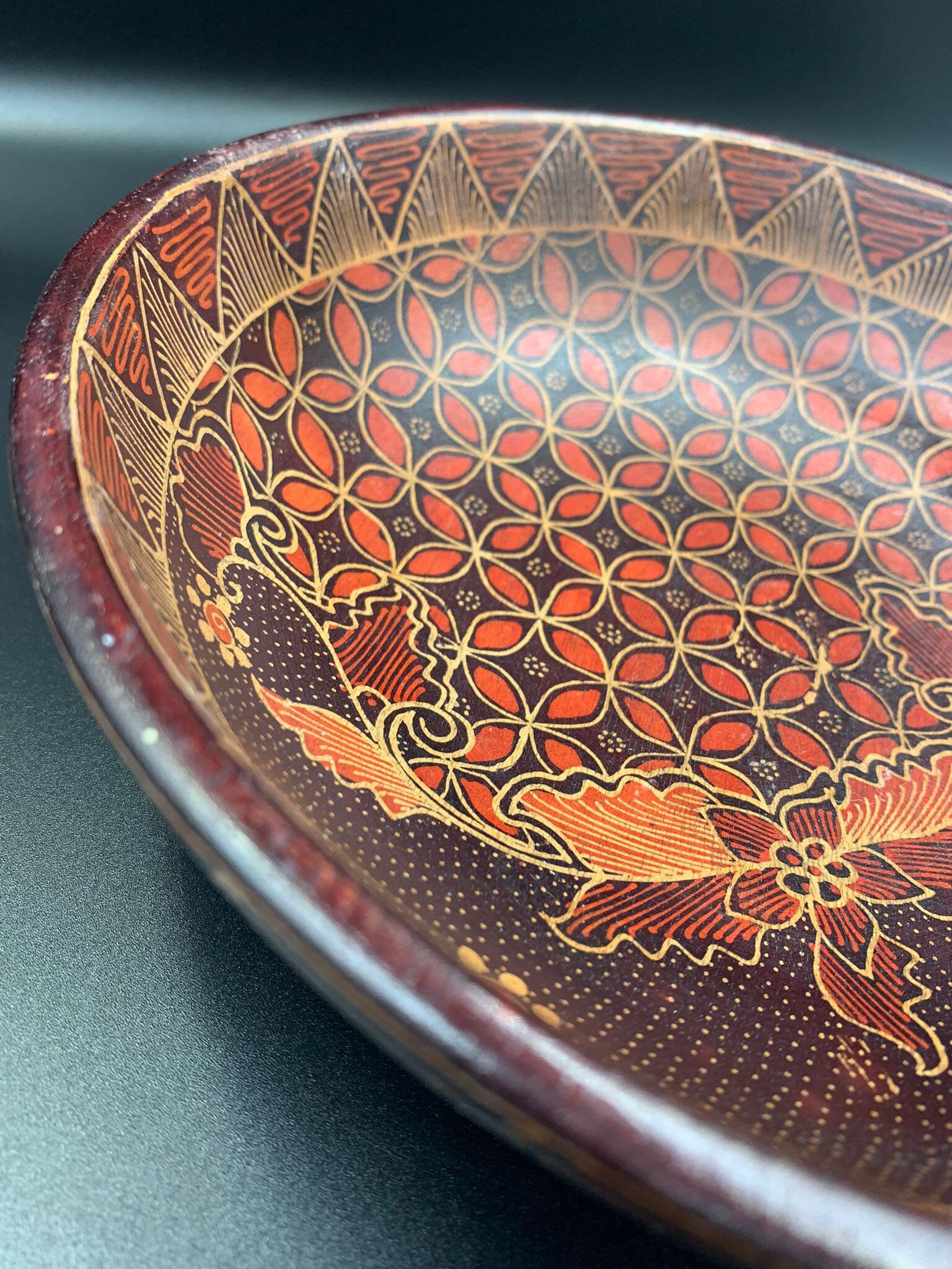 Floral Motif Batik Wood Decorative Bowl From Bali lok Chan - Etsy