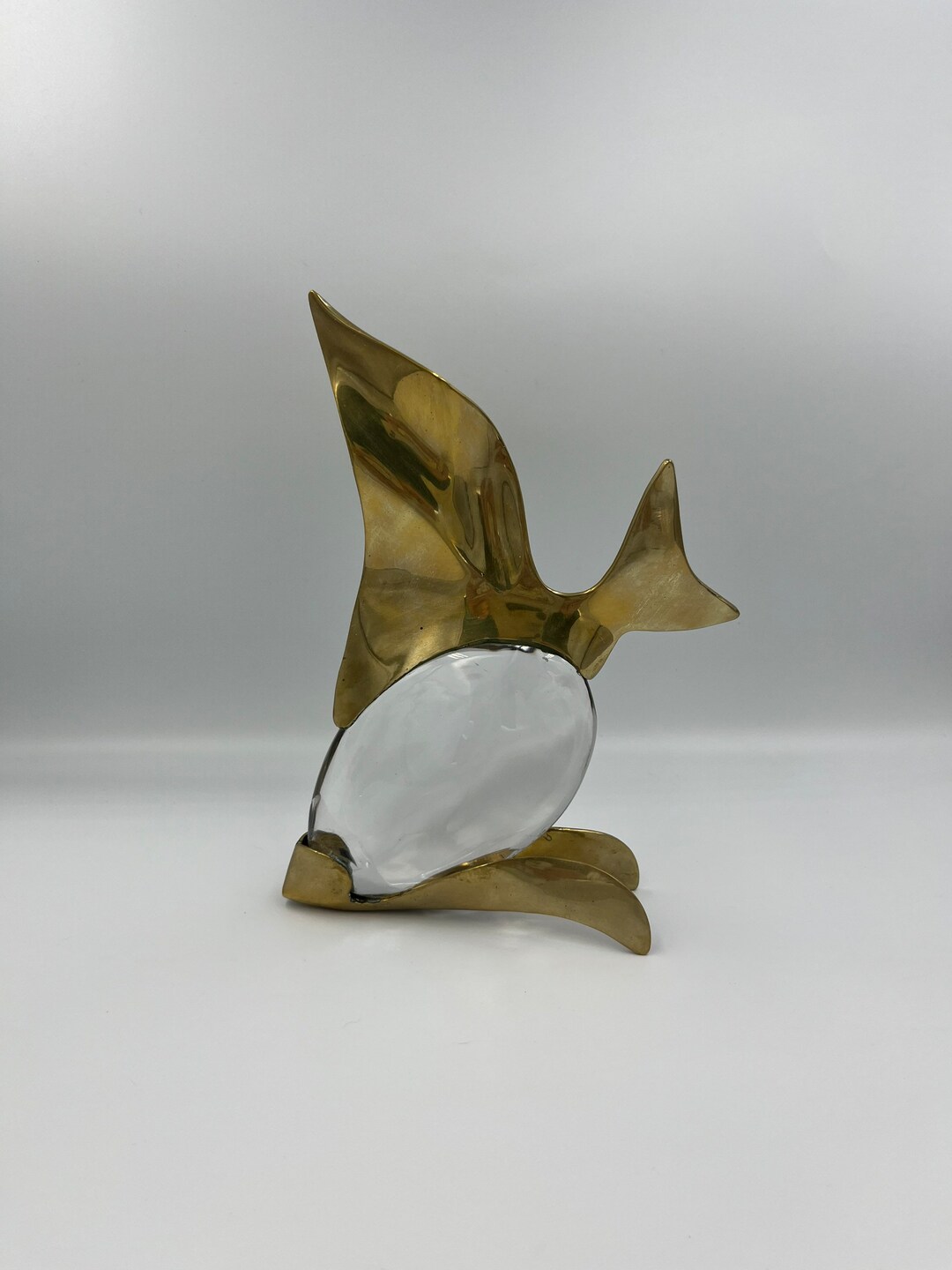 Mid Century Modern Glass Fish Sculpture With Metal Accents - Etsy