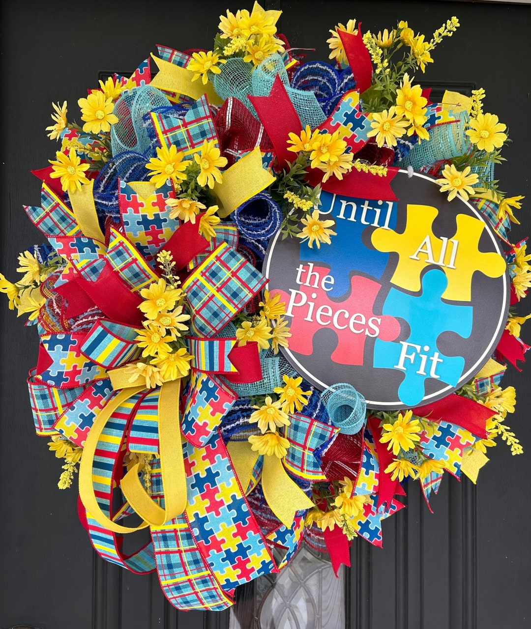 Autism Wreath, Autism Awareness Wreath, Autism Wreath for Front Door ...