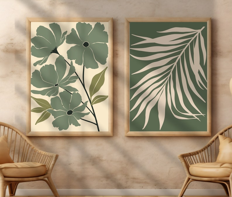 8-piece Boho Floral Digital Wall Art Set Printable Botanical Artwork ...