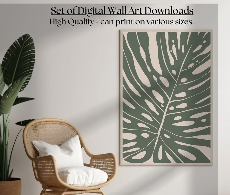 8-piece Boho Floral Digital Wall Art Set Printable Botanical Artwork ...