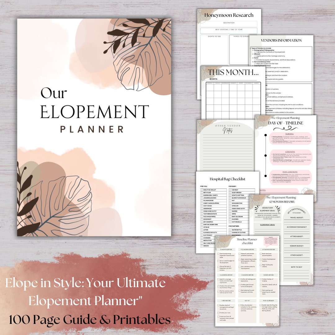 Your Ultimate Elopement Planner - 100 Pages Guide to Elope Micro ...