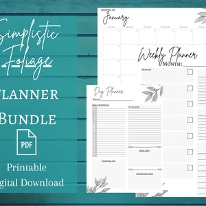 Simplistic Foliage - Printable Planner Bundle - Etsy