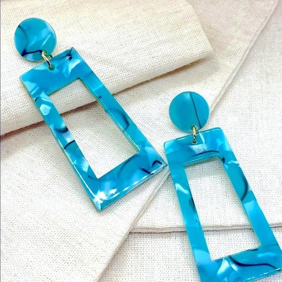 Geometric Acrylic Earrings Statement Earrings Acrylic | Etsy