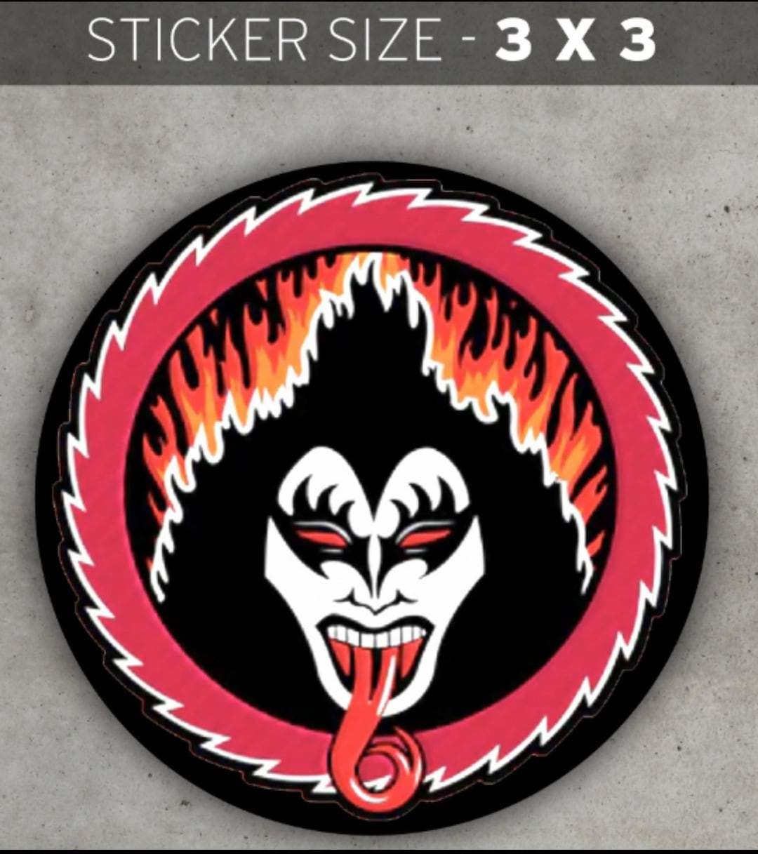 KISS Gene Simmons 3x3 Round RNRO Stickereasy Peel - Etsy