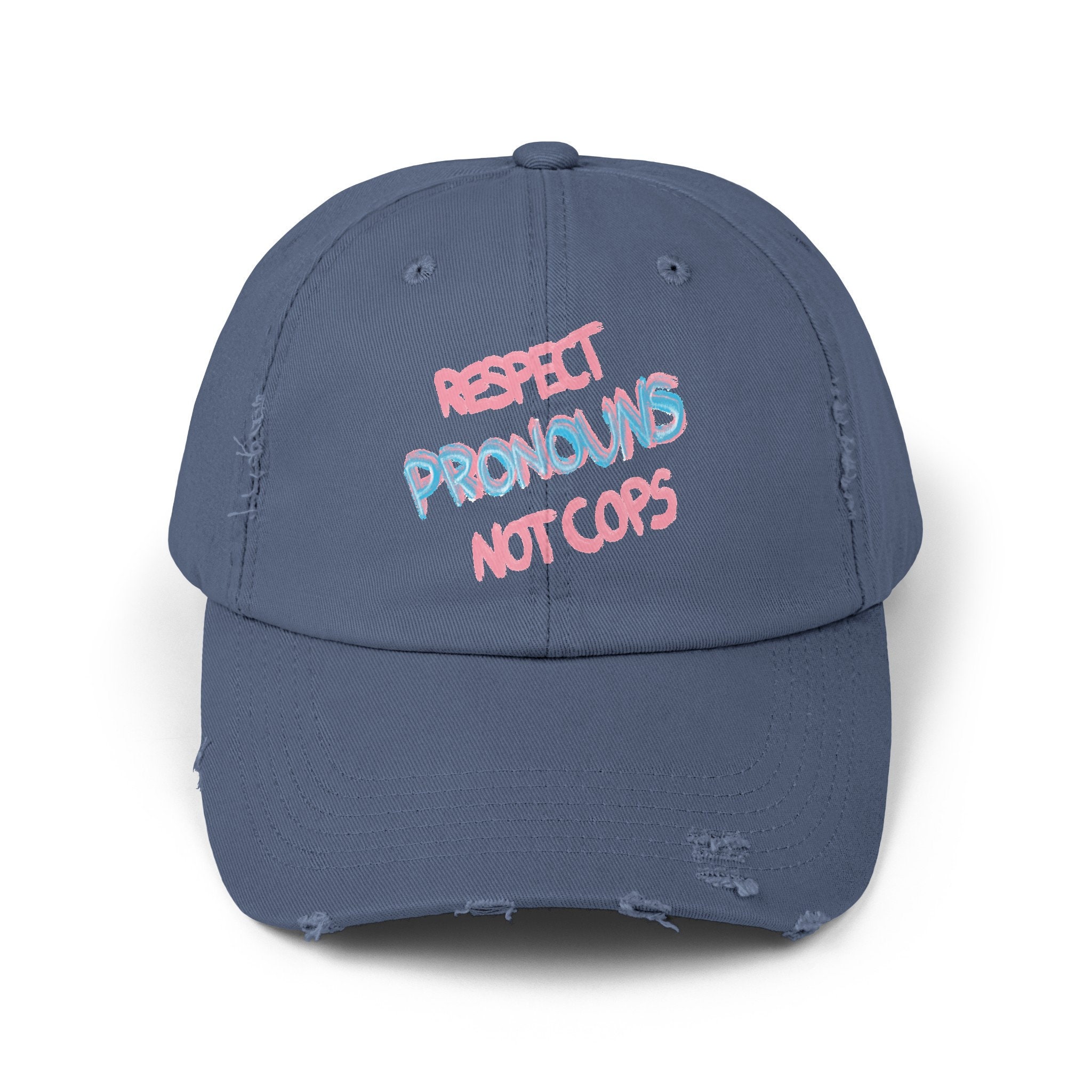 Distressed Cap Respect Pronouns Not Cops - Etsy
