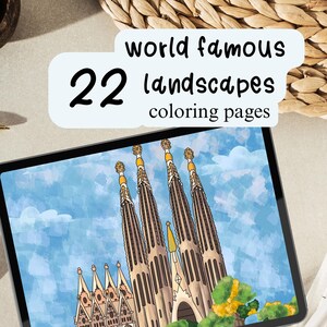 22 World Famous Landmark Coloring Page. Hand Drawn PNG File No ...