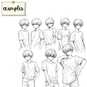 80 Anime Boy Half Body Sketch Stamps for Procreate – Speed up Character ...
